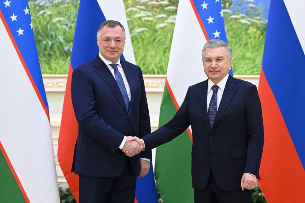 Uzbekistan’s President Shavkat Mirziyoyev Receives Russian Deputy Prime Minister Marat ...